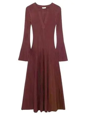 Simkhai Genna Flared Sleeve Midi Dress - Red