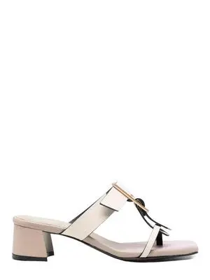 DONNARÌ Leather Open Toe Sandals - Neutrals