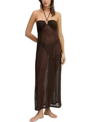 Melissa Odabash Harriet Ring-detail Halterneck Maxi Dress - Brown