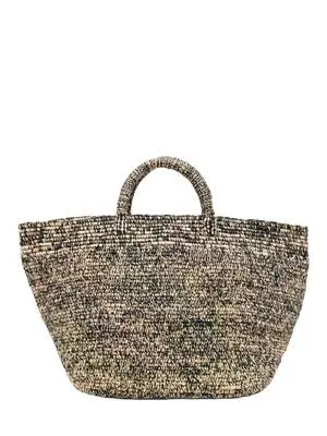 IBELIV Woven Top Handle Tote Bag - Neutrals