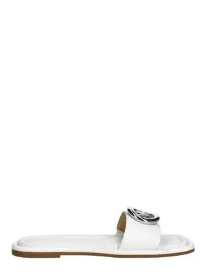 Michael Kors Milan Logo-plaque Flat Sandals - White