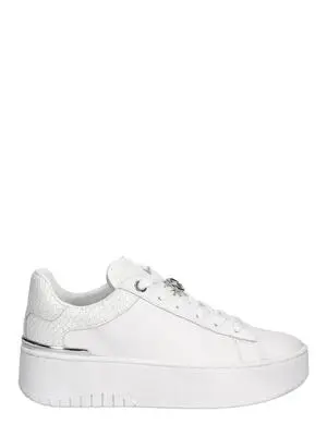 Michael Kors Dottie Reptile-effect Platform Sneakers - White
