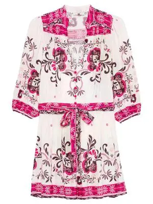 TWINSET Floral-print Button-fastening Midi Dress - Pink