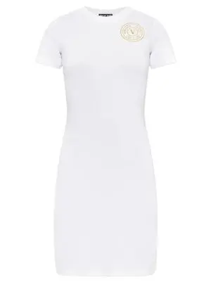 Versace Short-sleeve Logo Dress - White