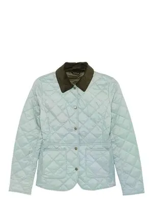 Barbour Quilted Jacket With Corduroy Collar - Blue
