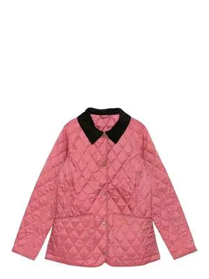 Barbour Quilted Jacket With Corduroy Collar - Pink