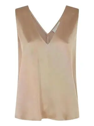 Antonelli Firenze Sleeveless V-neck Blouse - Neutrals