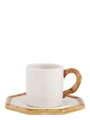 LES-OTTOMANS Bamboo Ceramic Coffee Cup And Saucer - Brown