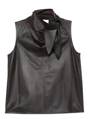 YVES SALOMON Sleeveless Lambskin Top - Brown