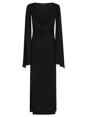 Federica Tosi Drape Long-sleeve Maxi Dress - Black
