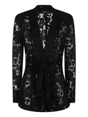 Federica Tosi Lace Tie Waist Jacket - Black