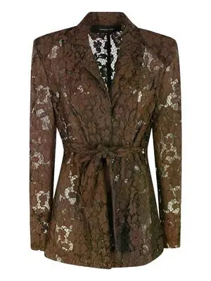 Federica Tosi Lace Belted Jacket - Brown