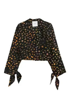 Nanushka Tie-cuff Cropped Shirt - Black