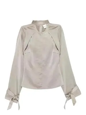 Nanushka Detachable-bolero Tie-detail Top - Grey