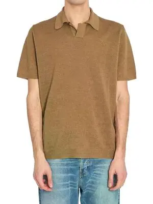 ROBERTO COLLINA Ribbed Short-sleeve Polo Shirt - Green