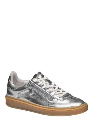 Johnston & Murphy Ashley Side Zip Sneakers - Silver Metallic Sheepskin