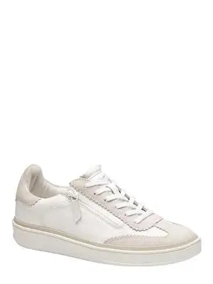 Johnston & Murphy Ashley Side Zip Sneakers - White Suede/glove Leather