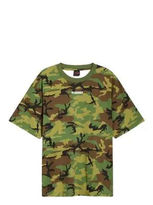 PLEASURES Wordmark Logo Cotton T-shirt Woodland
