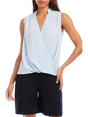 Karen Kane Sleeveless Crepe Top - Light Blue