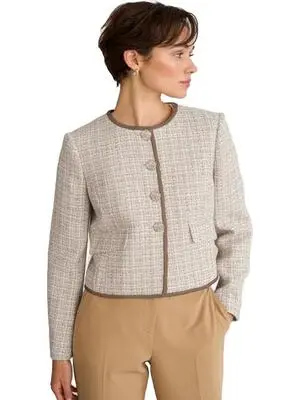 HOBBS LONDON Carey Tweed Jacket - Camel Ivory