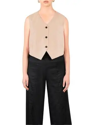 LAURA APARICIO Fitted Waist-Length Vest Beige