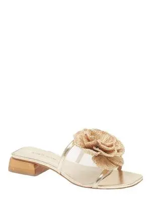 KOKO + PALENKI Ana Floral Slide Sandal - Gold Light-raffia Flower