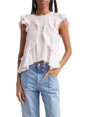 Isabel Marant Nalou Ruffle Detail Sleeveless Top - Light Pink