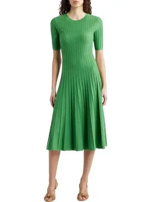 Elie Tahari Wanda Fit & Flare Sweater Dress - Meadow