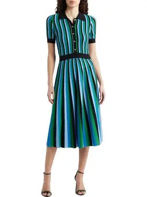 Elie Tahari Ana Stripe Sweater Dress - Noir/blue