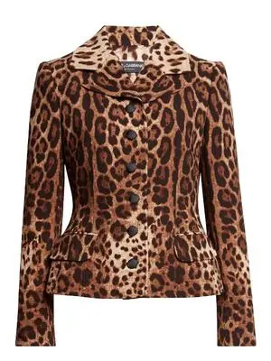 DOLCE & GABBANA Leopard Print Wool Crepe Jacket