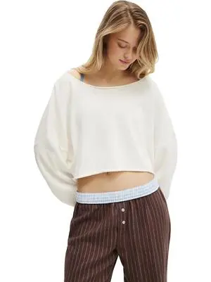 BODY Off The Shoulder Cropped Knit Coconut Milk