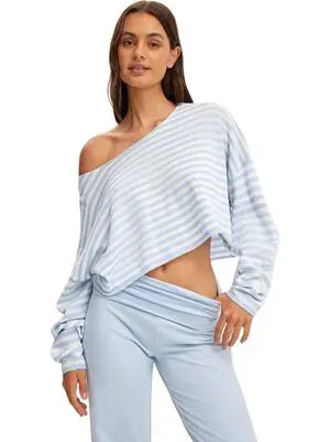 BODY Off The Shoulder Cropped Knit Violet Blue Coconut Milk