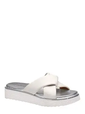 Johnston & Murphy Mitzi Platform Wedge Slide Sandal - White Nappa Leather