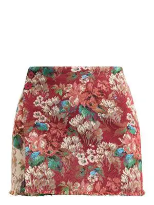 MISTRESS ROCKS Floral Print Wrap Miniskirt - Red Multi