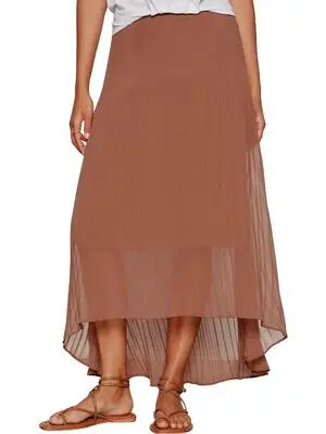 Sanctuary Pleated High-low Midi Skirt - Mud Bath Brown