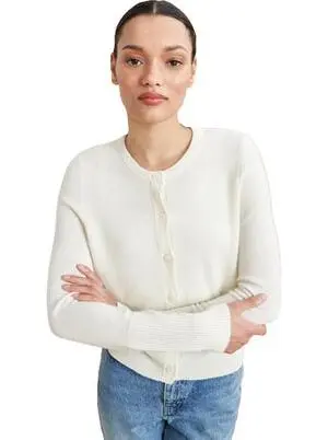 LA LIGNE Solid Lean Lines Cardigan Cream