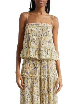 Ulla Johnson Florian Floral Silk Top - Daffodil