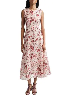 Max Mara Alibi Floral Canvas Midi Dress - Tangerine