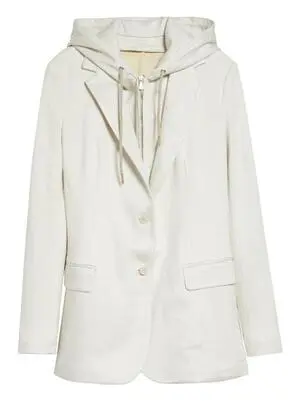 Eleventy Cotton Blend Knit Jacket With Hooded Bib Inset - 00 Ivory