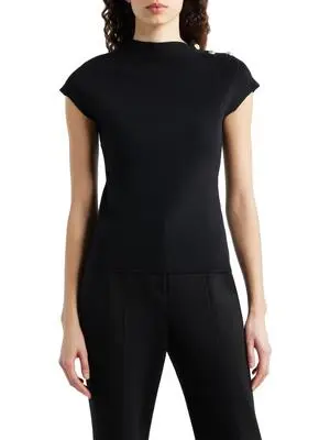 Elie Tahari Katy Button Detail Sweater - Noir