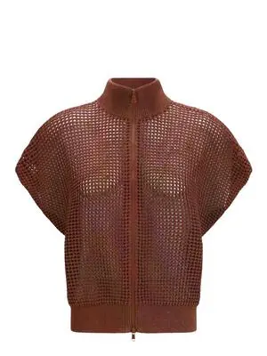 Brunello Cucinelli Open-knit Cardigan - Brown