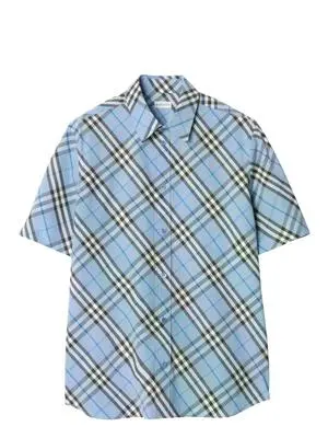 Burberry Classic-fit Check Cotton Shirt - Blue