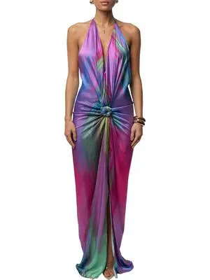 JLUXLABEL Abstract Print Open Back Maxi Dress - Purple