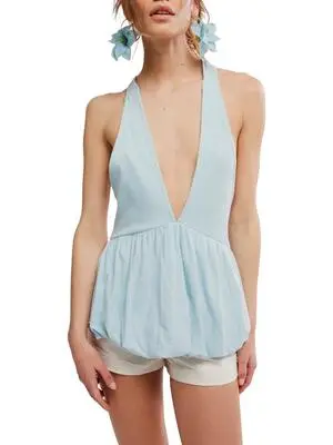 Free People Peplum Halter Top - Starlight Blue