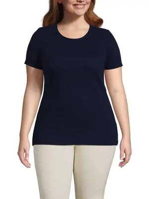 LANDS' END Micro Rib Knit T-Shirt