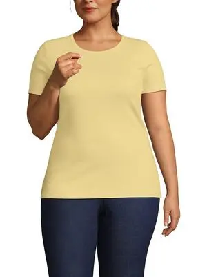 LANDS' END Micro Rib Knit T-shirt - Pale Sunbeam Yellow