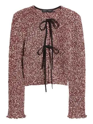 Proenza Schouler Colette Cotton & Linen Popcorn Slub Cardigan - Wine Multi