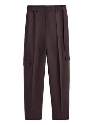 Cos Belted Linen Barrel-Leg Pants Red