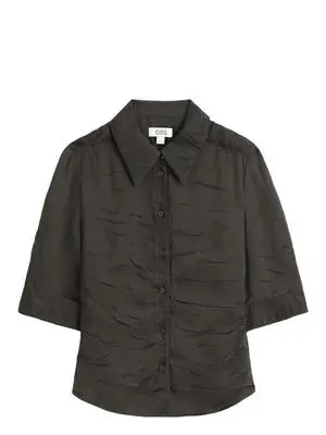 Cos COS Gathered Crinkled Shirt Brown