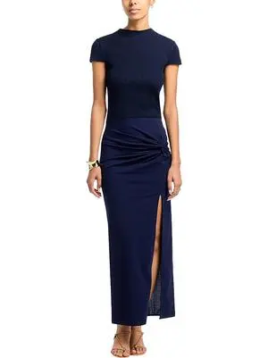 Line & Dot Pavo Mixed Media Dress - Navy